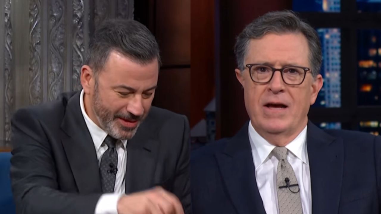 Jimmy Kimmel and Stephen Colbert go viral after crossover on “The Late ...