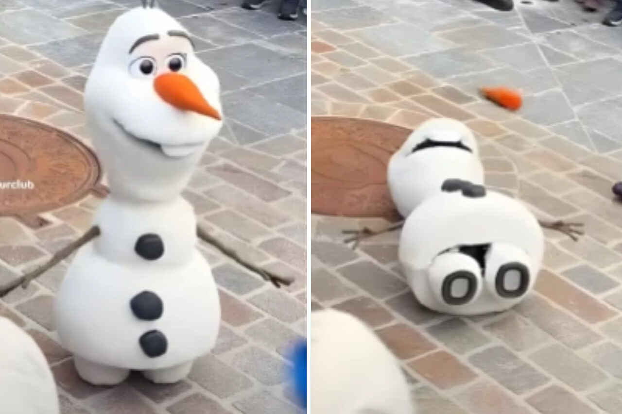 Video: Olaf robot suffers comical malfunction during debut at ...